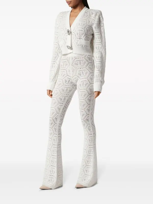 Philipp Plein Monogram Knit Trousers - White