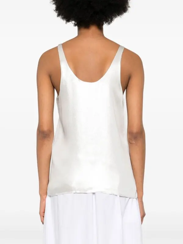 Chloé Silk-lamé Tank Top - Silver