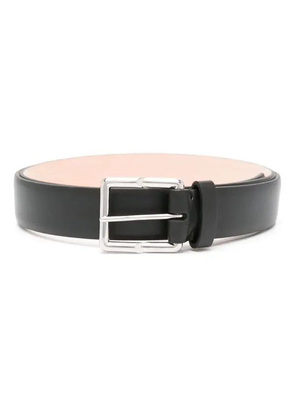LANVIN Engraved-buckle Leather Belt - Black