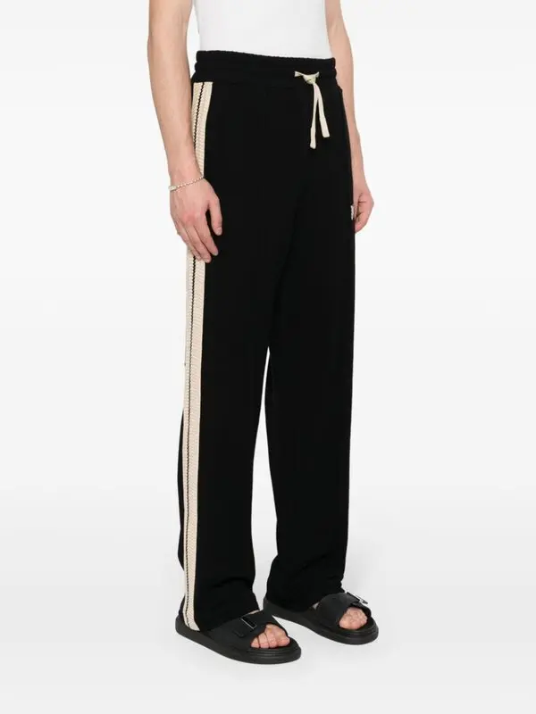Palm Angels Monogram-embroidered Piqué-weave Trousers - Black