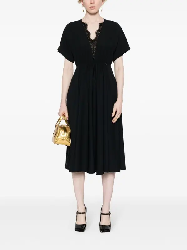 NISSA Lace-detailed Midi Dress