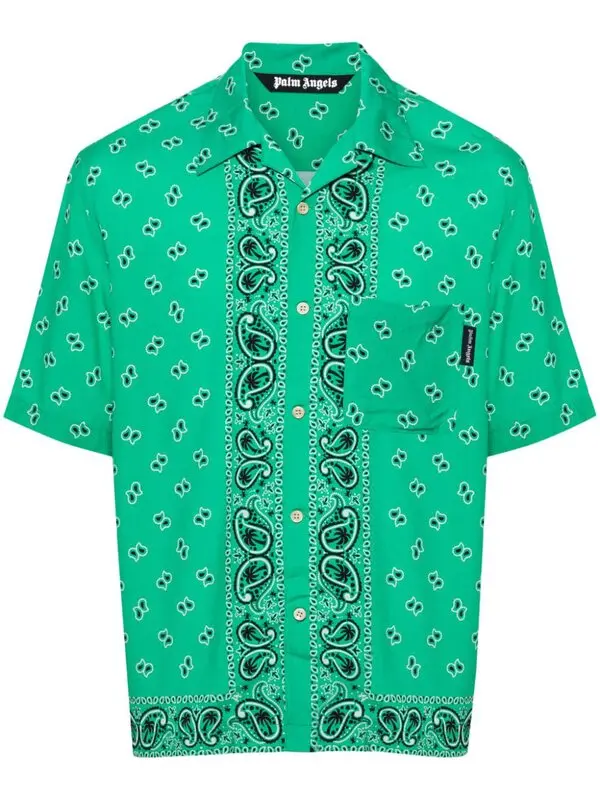 Palm Angels Paisley-print Poplin Shirt - Green