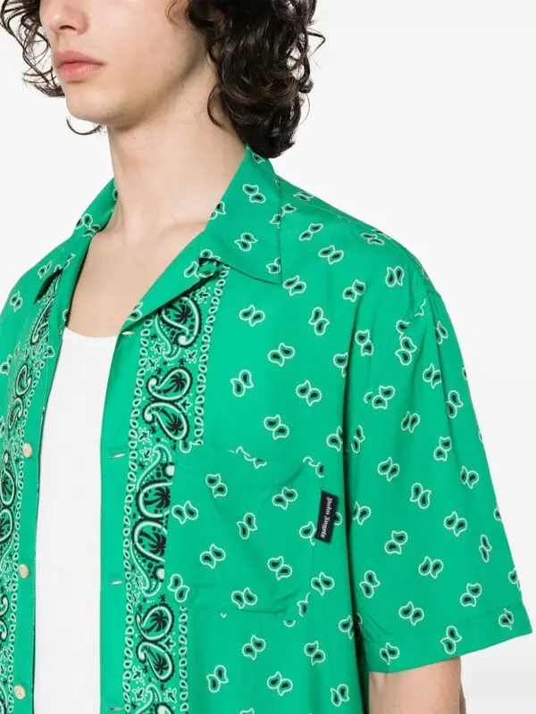 Palm Angels Paisley-print Poplin Shirt - Green