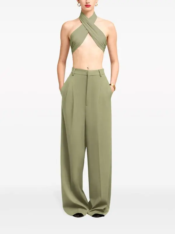 AMI Paris Silk Wrap Top - Green
