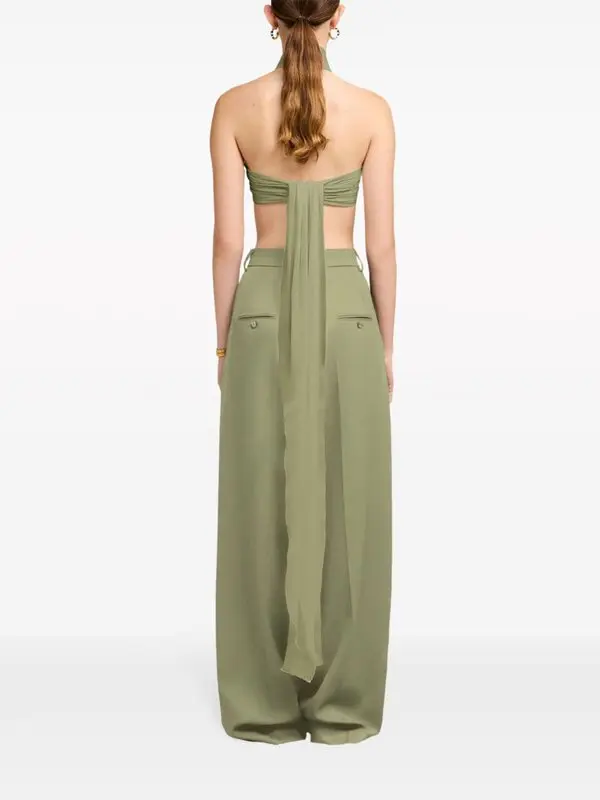AMI Paris Silk Wrap Top - Green