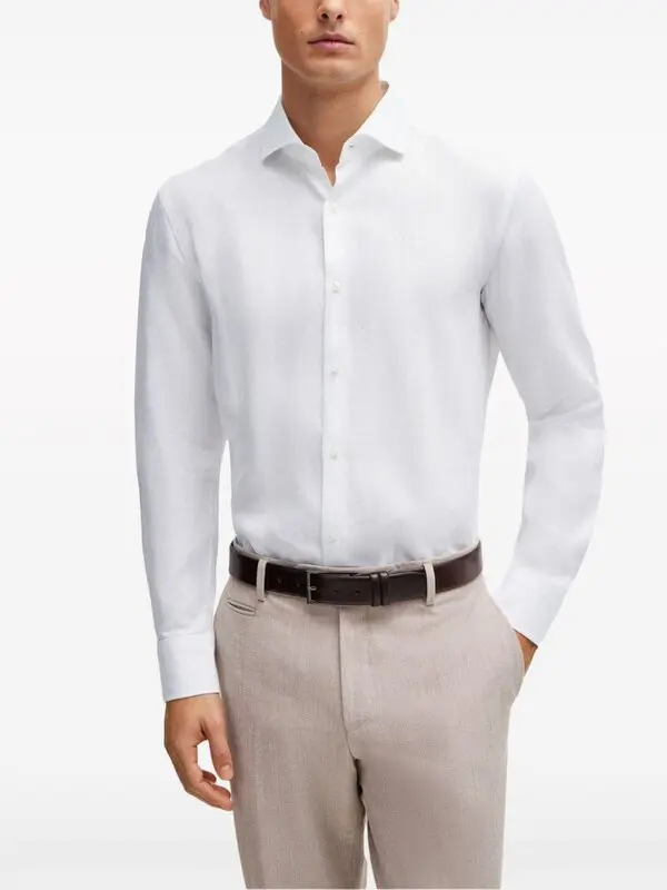 BOSS Spread-collar Linen Shirt