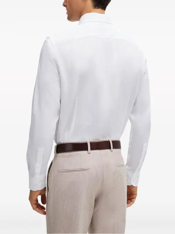 BOSS Spread-collar Linen Shirt