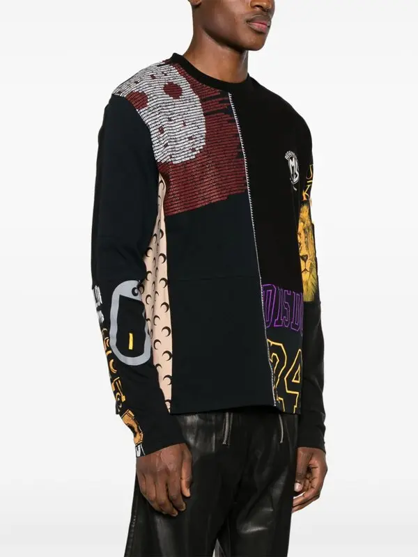 MARINE SERRE Regenerated Panelled Long Sleeve T-shirt