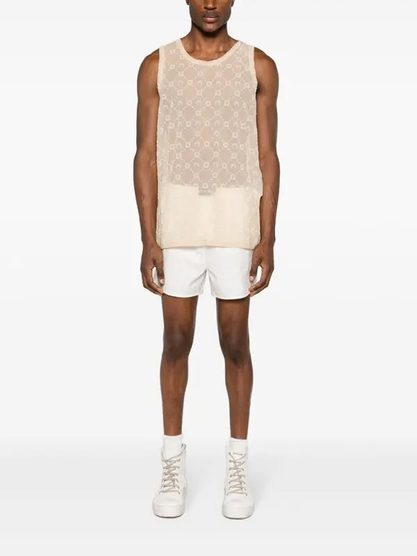 MARINE SERRE Moonogram Flocked Mesh Tank Top