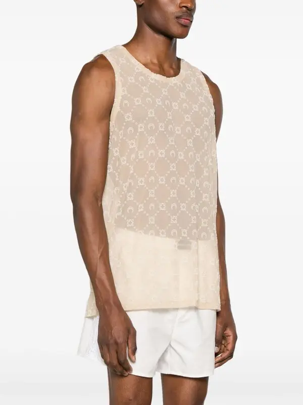MARINE SERRE Moonogram Flocked Mesh Tank Top