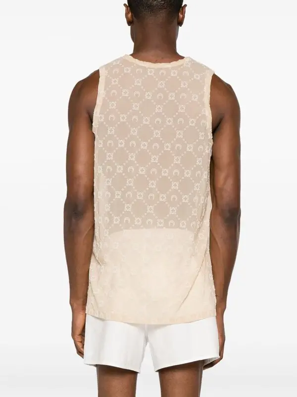 MARINE SERRE Moonogram Flocked Mesh Tank Top