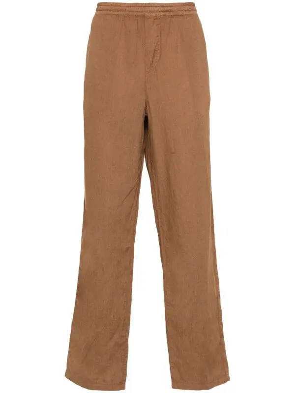 Aspesi Linen Straight Trousers - Brown