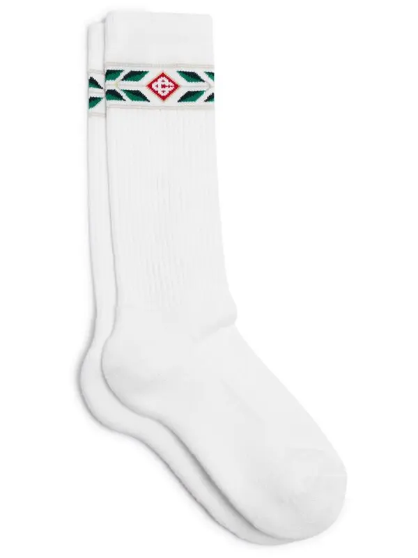 Casablanca Laurel Ribbed-knit Socks - White