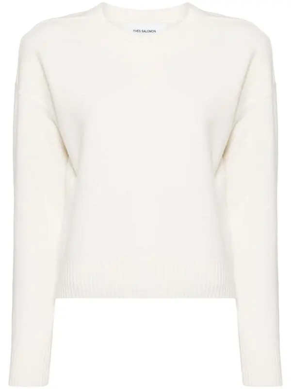 YVES SALOMON Crew-neck Wool Jumper - White
