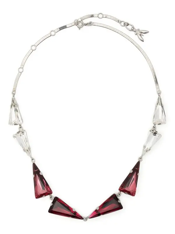 Patrizia Pepe Crystal-embellished Triangle Necklace - Pink