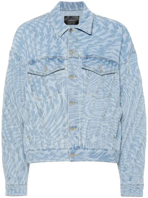 MUGLER Star-print Denim Jacket - Blue