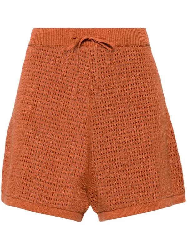 Nanushka Jael Crochet-knit Shorts - Orange