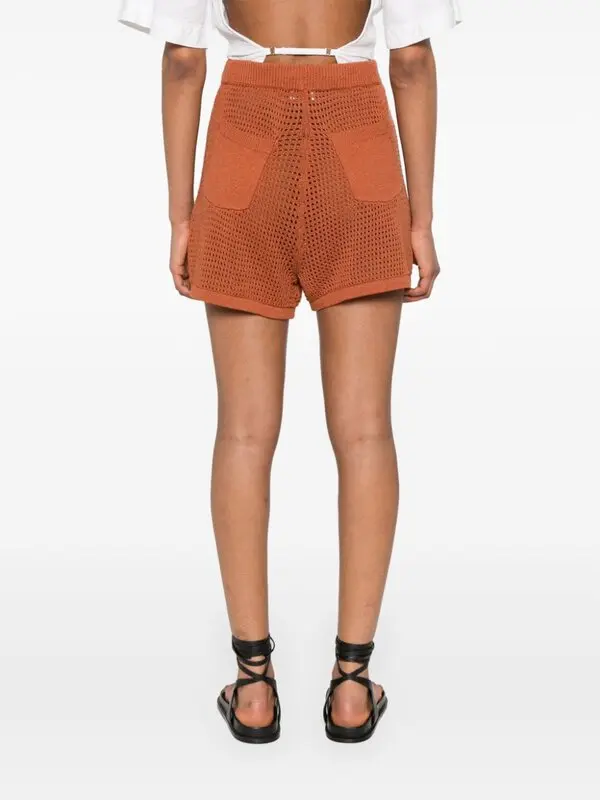Nanushka Jael Crochet-knit Shorts - Orange
