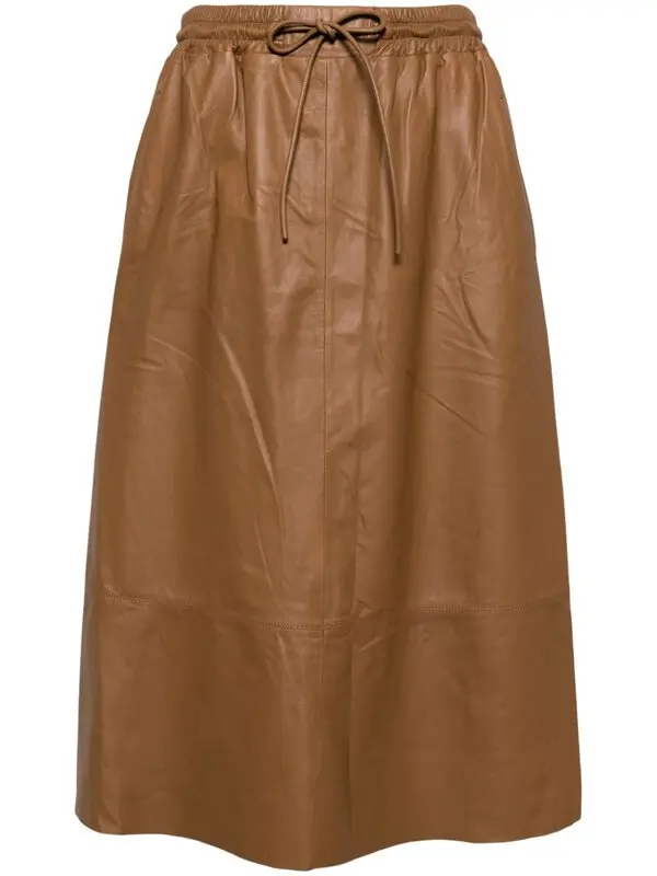 YVES SALOMON Elasticated Waistband Leather Skirt