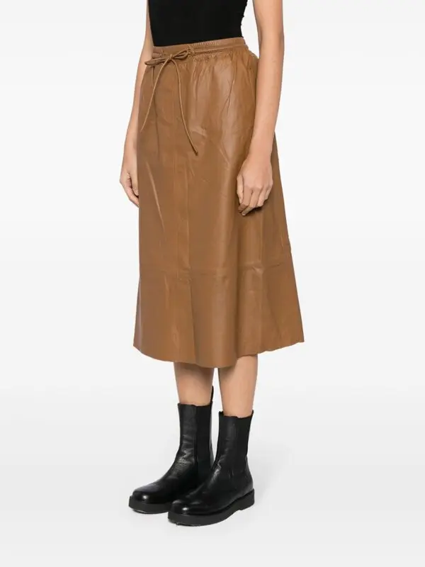 YVES SALOMON Elasticated Waistband Leather Skirt