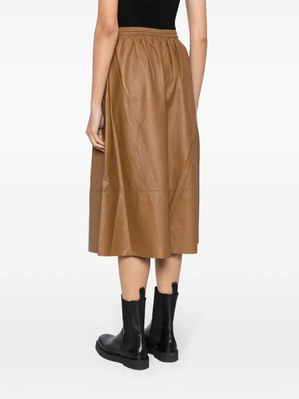 YVES SALOMON Elasticated Waistband Leather Skirt