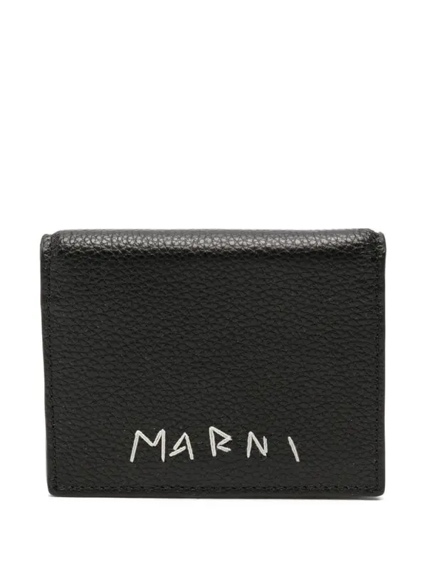 Marni Logo-embroidered Bi-fold Wallet - Black