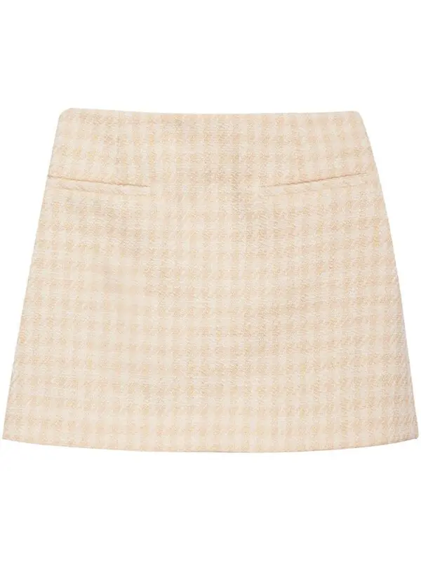 ANINE BING Vanessa Houndstooth Tweed Miniskirt - Neutrals