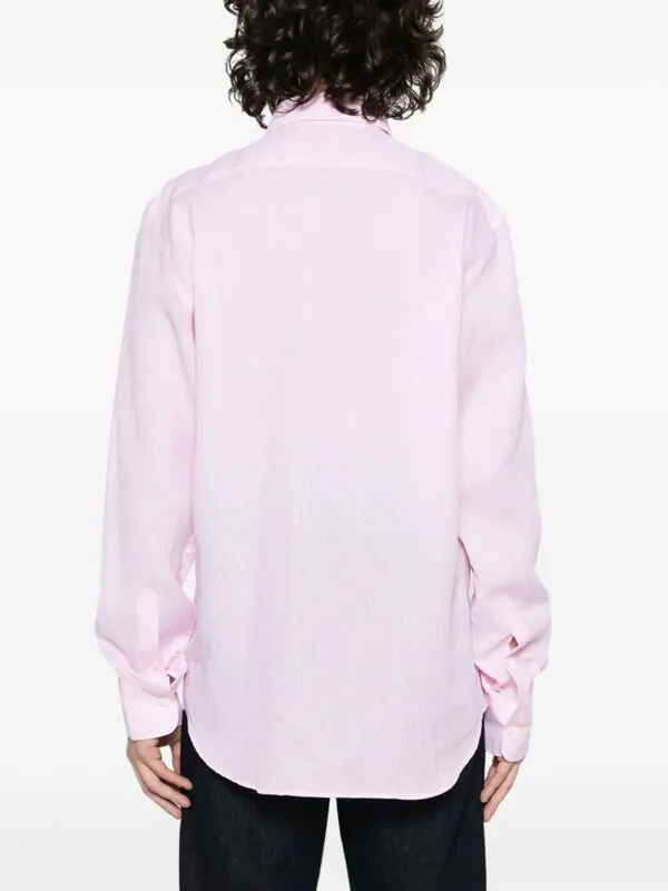 Canali Spread-collar Linen Shirt