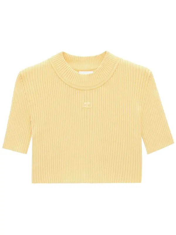COURREGES Ribbed-knit Crop Top