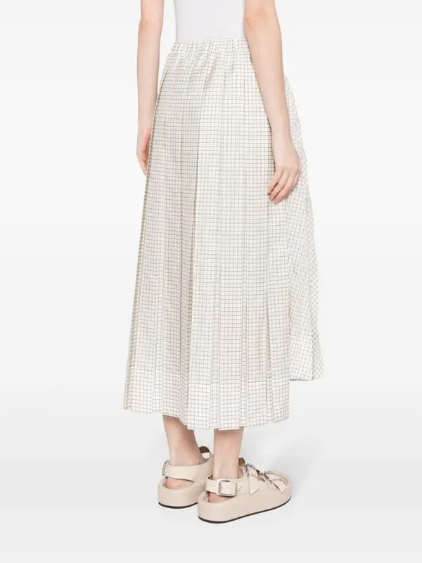 Plan C Grid-pattern Taffeta Midi Skirt