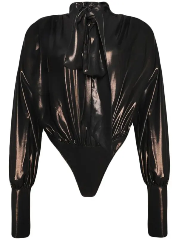LAQUAN SMITH Pussy-bow Draped Bodysuit