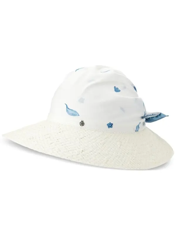 MAISON MICHEL Linette Floral-print Visor - White