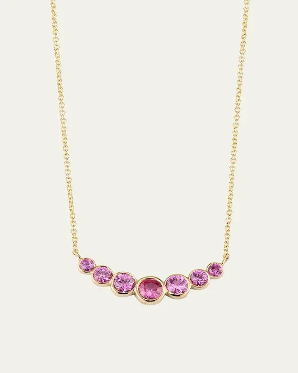 SYDNEY EVAN 14k Graduated Bezel Curve Bar Necklace With Sapphires - Gold