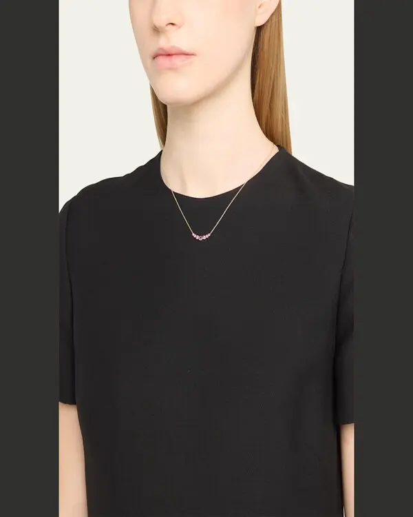 SYDNEY EVAN 14k Graduated Bezel Curve Bar Necklace With Sapphires