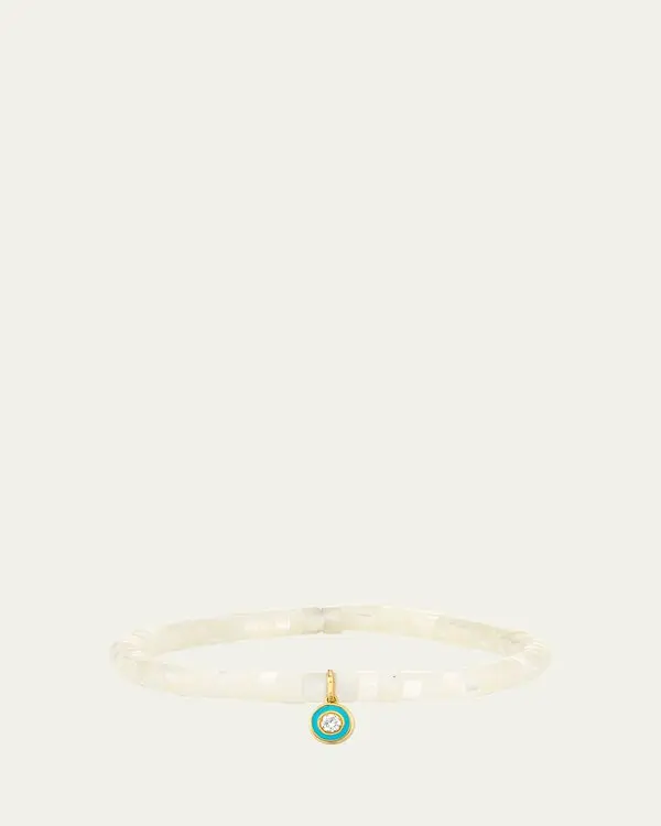 SYDNEY EVAN Enamel Charm Beaded Bracelet - White