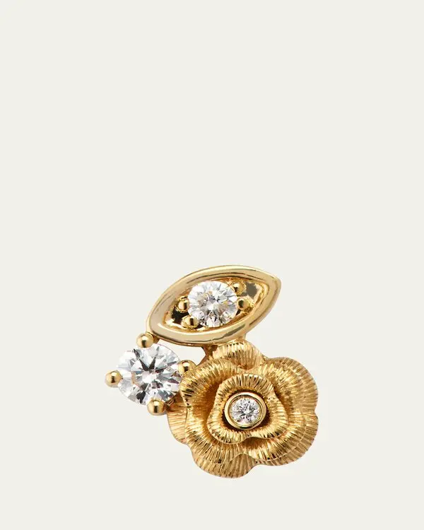 SYDNEY EVAN 14k Diamond Marquise Eye Rose Single Stud Earring - Gold