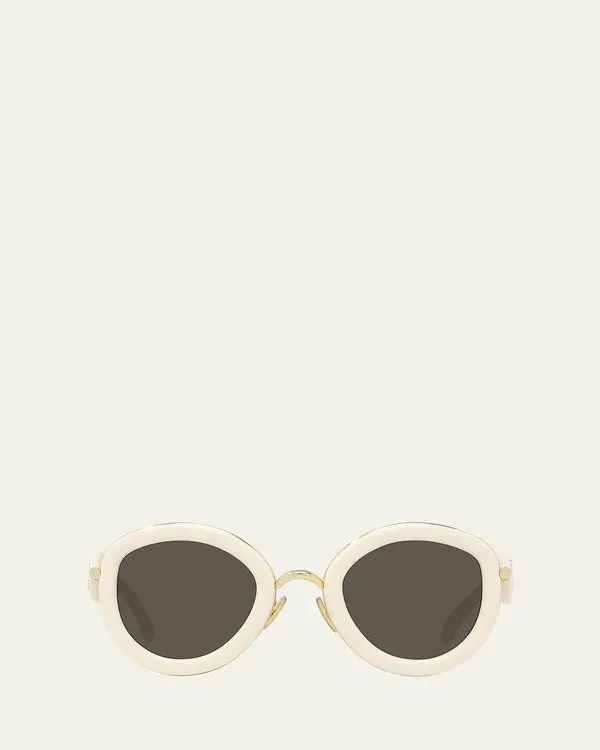 Loewe Golden Anagram Round Frame Sunglasses - Ivory