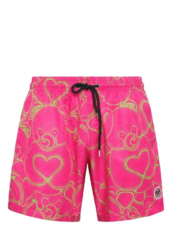 Philipp Plein Heart-print Swim Trunks - Pink