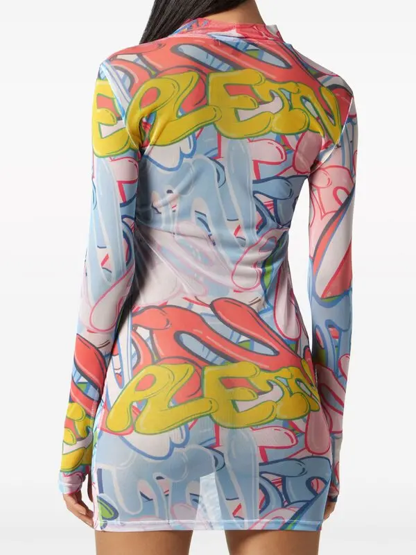Philipp Plein Bombing Graffiti-print Mini Dress