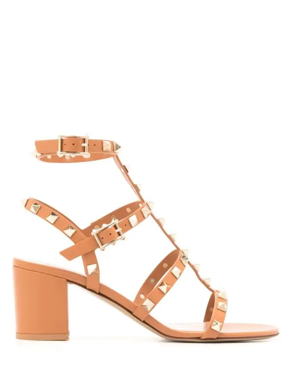 Valentino Garavani Stud-embellished Buckled Sandals - Orange