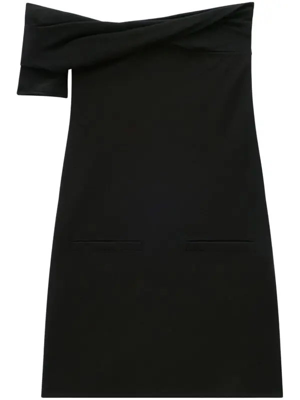 COURREGES Twist-front Off-shoulder Crepe Minidress - Black