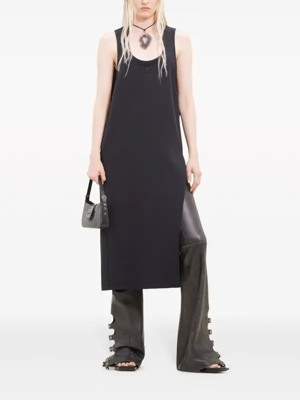 COURREGES Logo-appliqué Twill Midi Dress