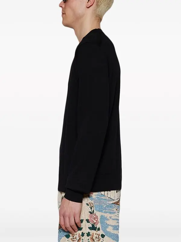 Amiri Intarsia Knit Logo Embroidered Crew Neck Sweater
