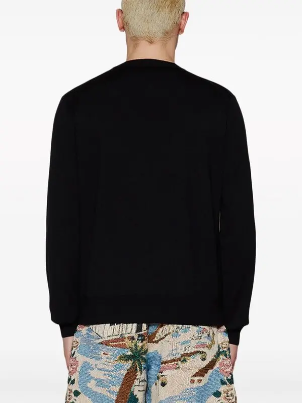 Amiri Intarsia Knit Logo Embroidered Crew Neck Sweater