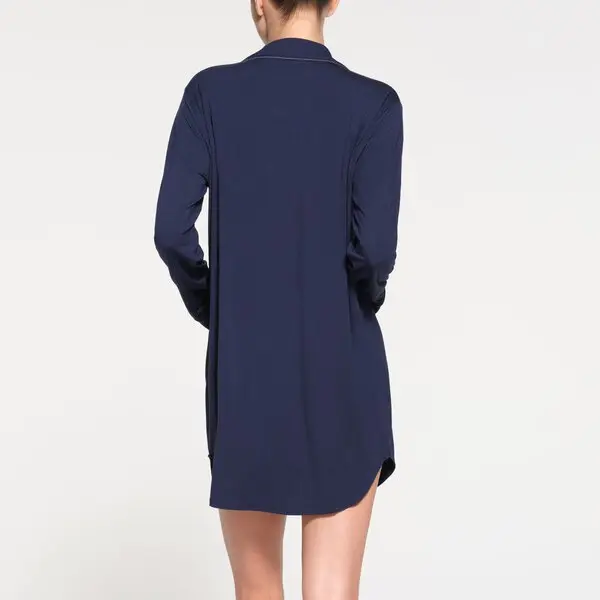 skims navy blue dress SKIMS Soft Lounge Rib Long Slip Dress