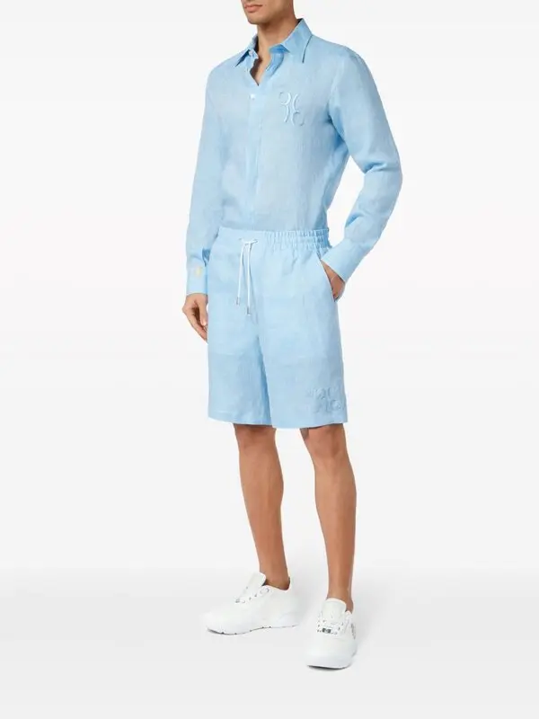 BILLIONAIRE Monogram-embroidered Linen Shirt