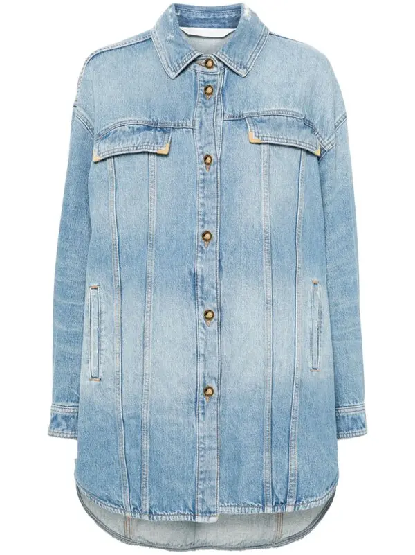 Palm Angels Washed-logo Denim Jacket - Blue