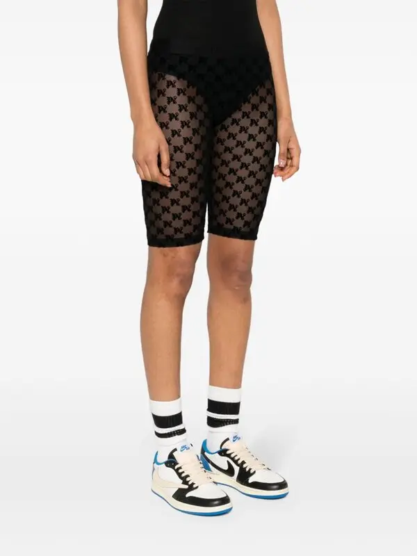 Palm Angels Flocked-logo Mesh Cycling Shorts