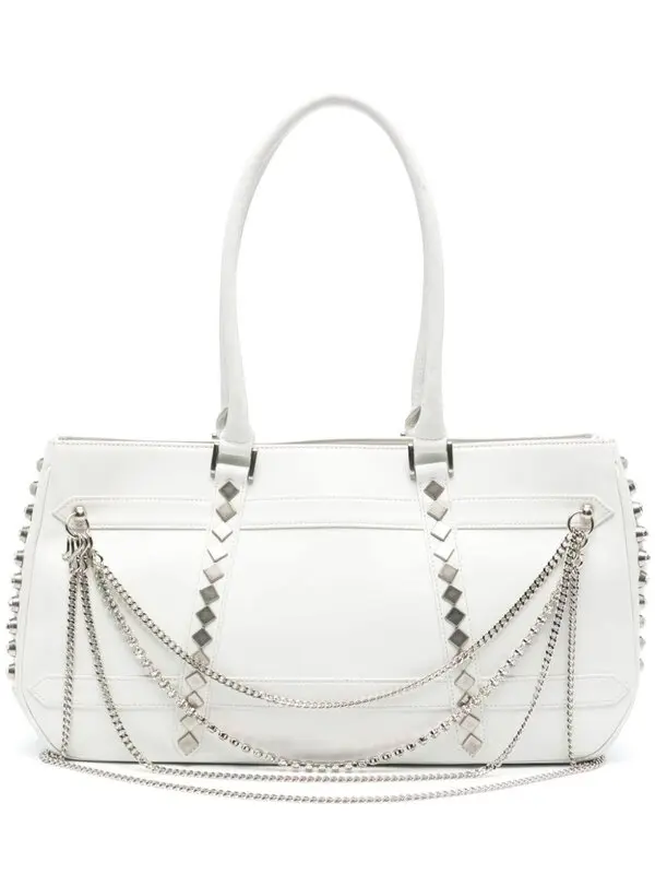 Yohji Yamamoto Chain-detail Leather Shoulder Bag - White