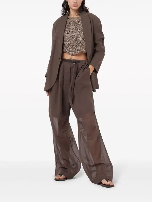 Brunello Cucinelli Semi-sheer Wide-leg Trousers